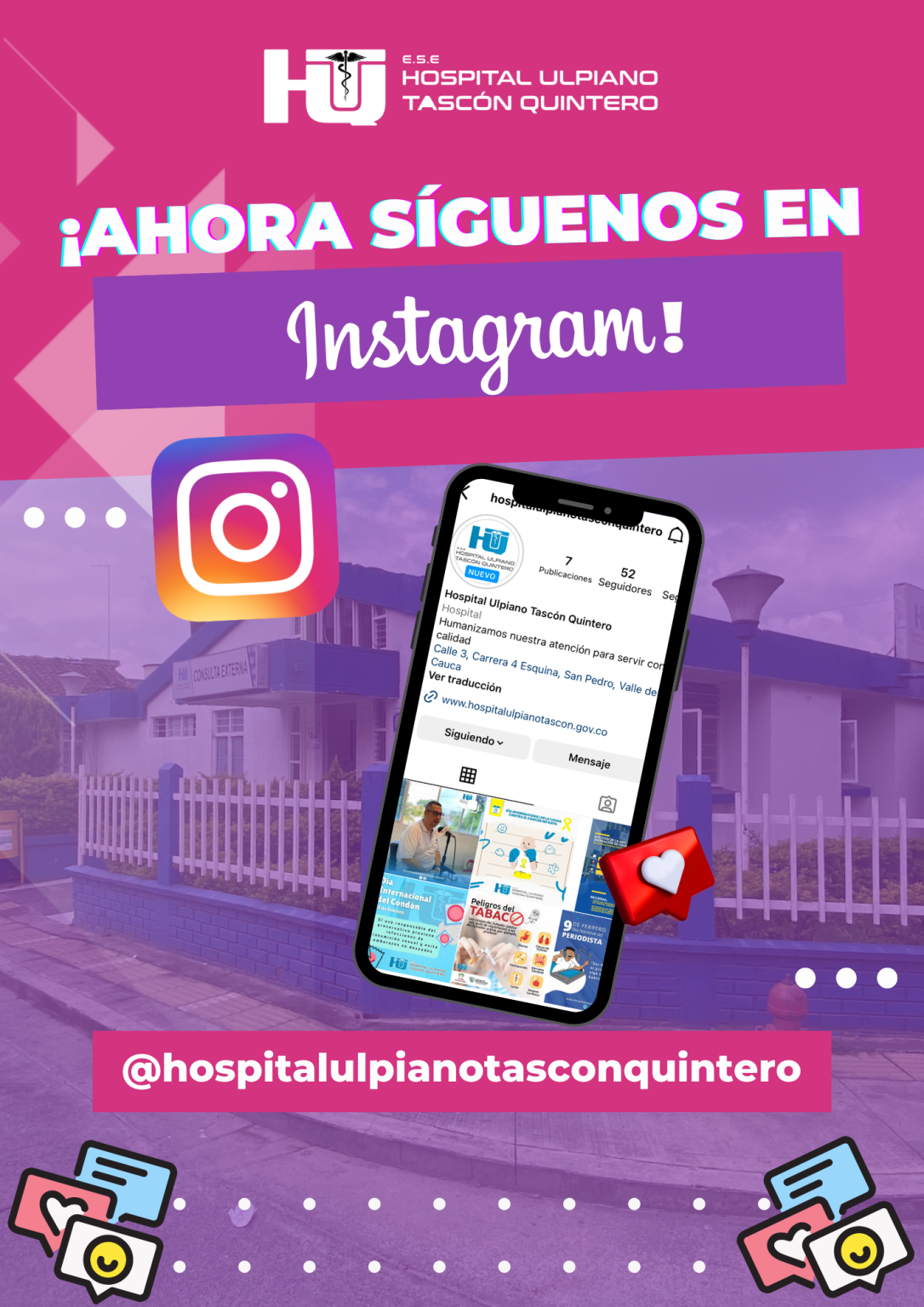 Síguenos en instagram – Hospital Ulpiano Tascón Quintero